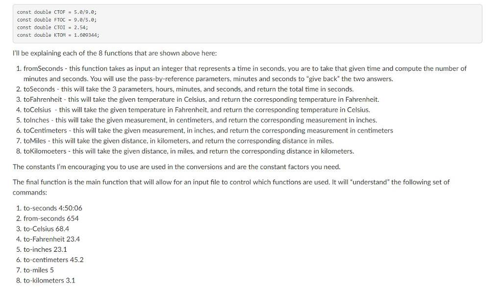 Solved Lab 7 For this second lab on functions we once again | Chegg.com
