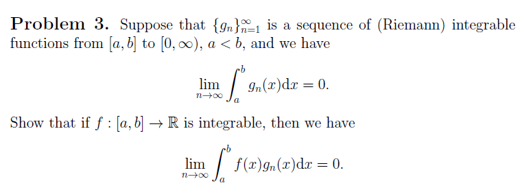 Suppose that is a sequence of (Riemann) integrable | Chegg.com