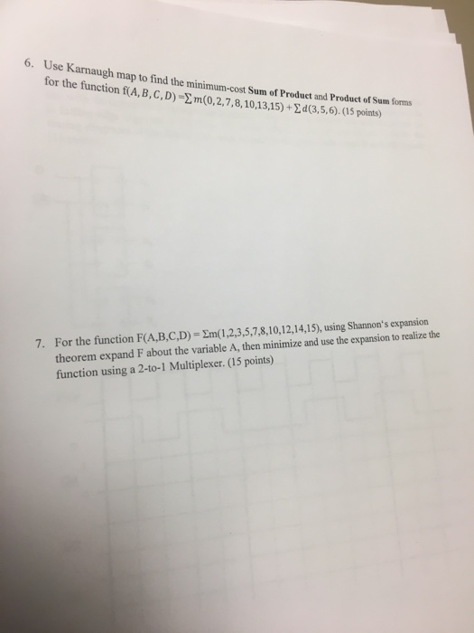 Solved Use Karnaugh map to find the minimum-cost Sum of | Chegg.com