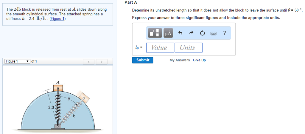 Solved The 2-lb block is released from rest at A slides down | Chegg.com