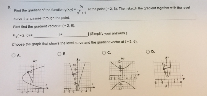 Solved Find the gradient of the function g(x, y) = 5y/x^2 + | Chegg.com