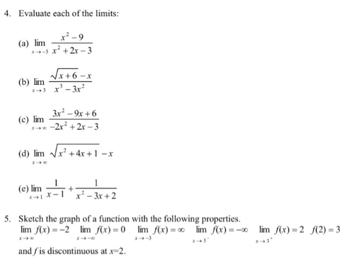 Solved Evaluate each of the limits: lim_x rightarrow -3 x^2 | Chegg.com