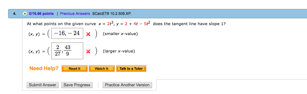 Solved 4. 0/16.66 points | Previous Answers SCalcET8 | Chegg.com Solved 4. 0/16.66 points | Previous Answers SCalcET8 | Chegg.com