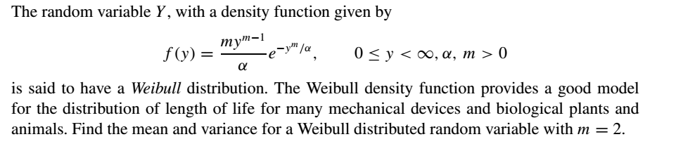 Solved The Random Variable Y With A Density Function Given 9882