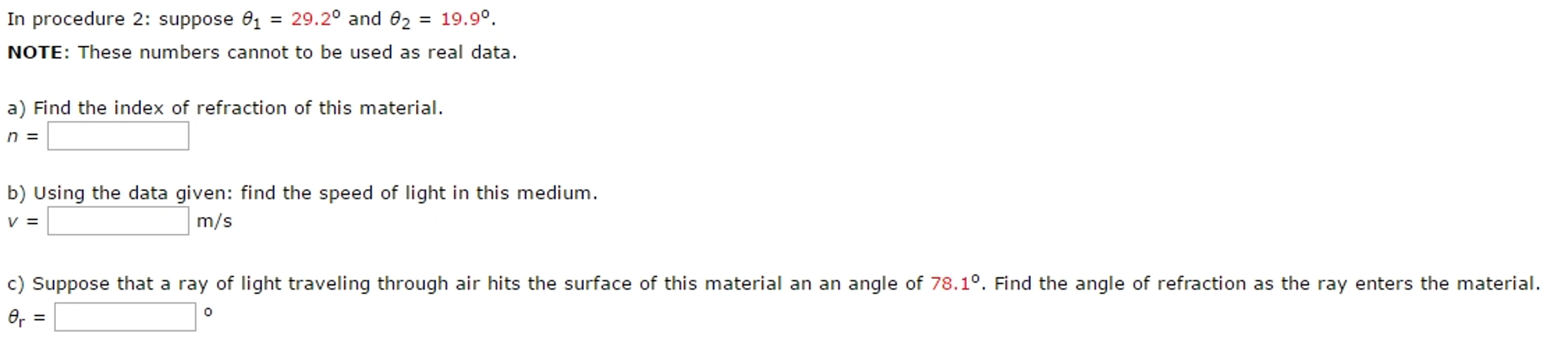 Solved In procedure 2: suppose theta_1 = 29.2degree and | Chegg.com