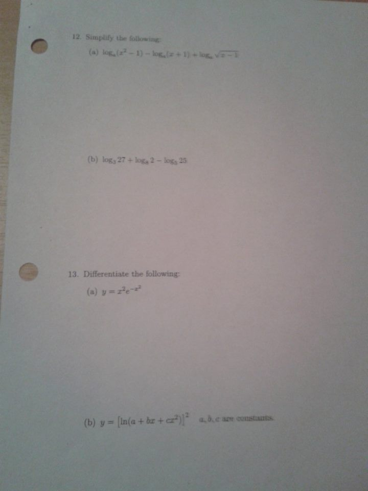 Solved Simplify the following: log a(x2 - 1) - loga (x + 1) | Chegg.com