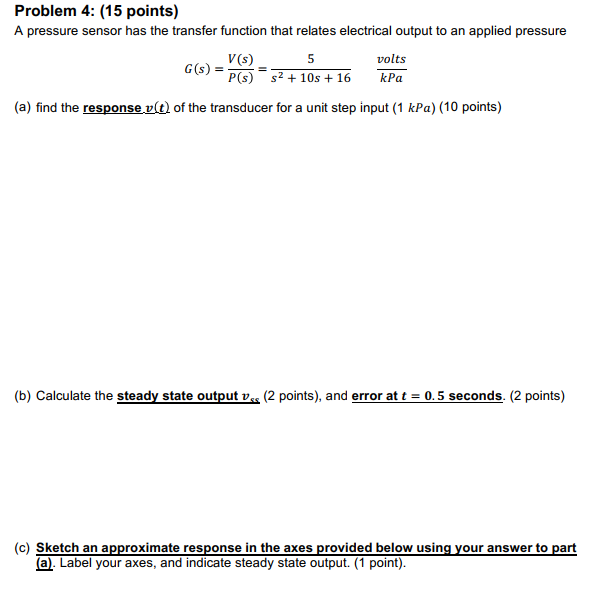 Solved Problem 4: (15 points) A pressure sensor has the | Chegg.com