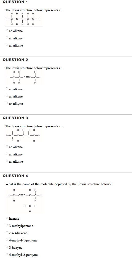 Solved The lewis structure below represents a... an alkane | Chegg.com
