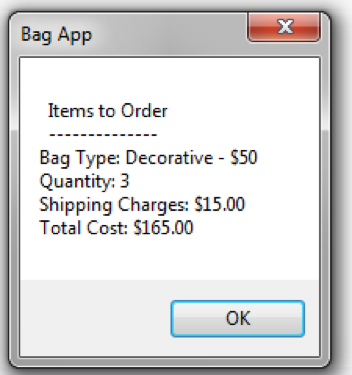 Create an order form that allows bags to be | Chegg.com