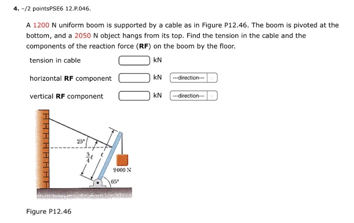 Solved A 1200 N uniform boom is supported by a cable as in | Chegg.com Solved A 1200 N uniform boom is supported by a cable as in | Chegg.com