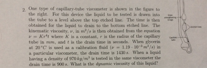 Solved 2. One type of capillary-tube viscometer is shown in | Chegg.com