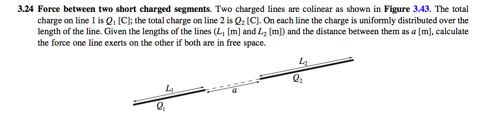 Solved Force between two short charged segments. Two charged | Chegg.com