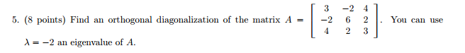 Solved Find an orthogonal diagonalization of the matrix A = | Chegg.com