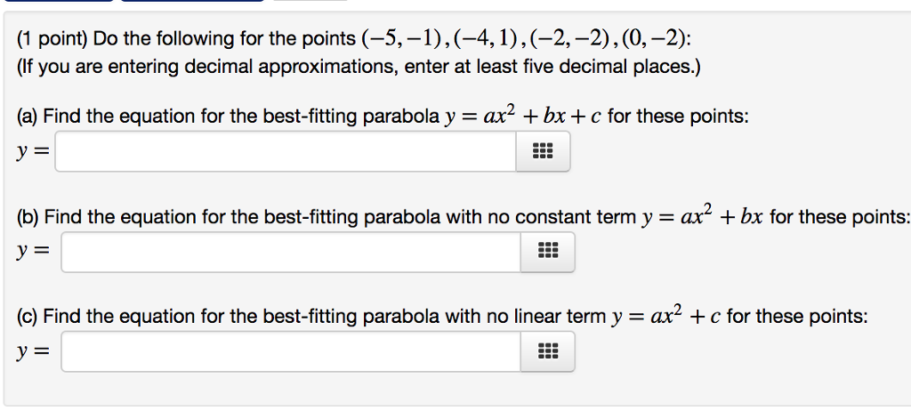 Solved (1 point) Do the following for the points | Chegg.com