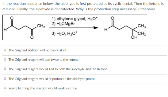 Solved In the reaction sequence below, the aldehyde is first | Chegg.com
