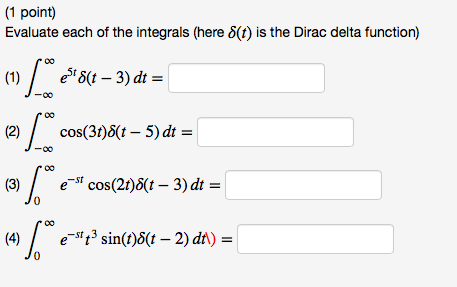 Solved Evaluate each of the integrals (here delta(t) is the | Chegg.com