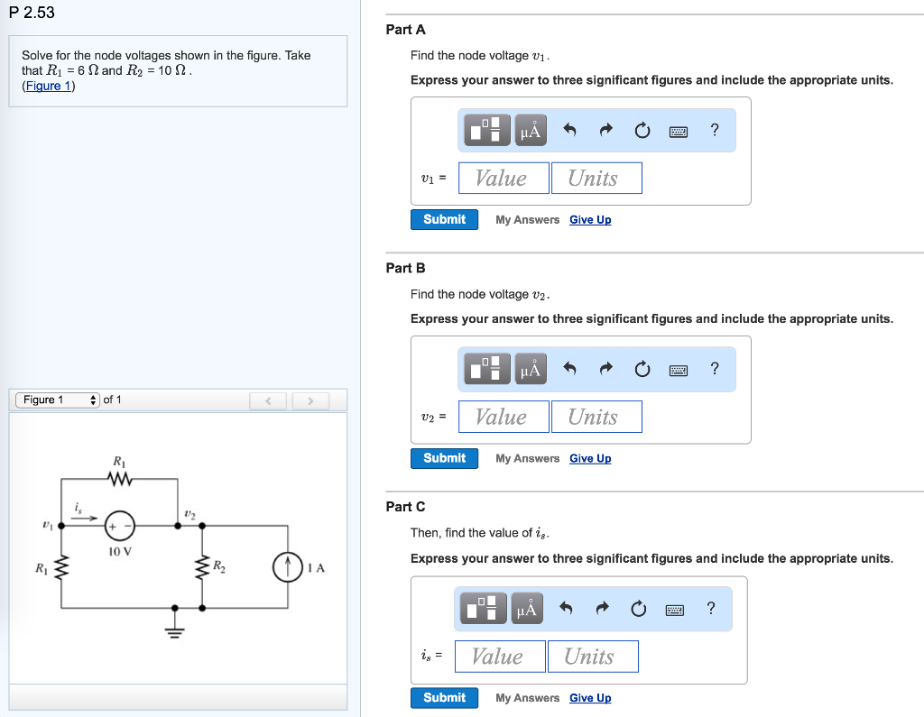 Solved P 2.53 Part A Solve for the node voltages shown in | Chegg.com