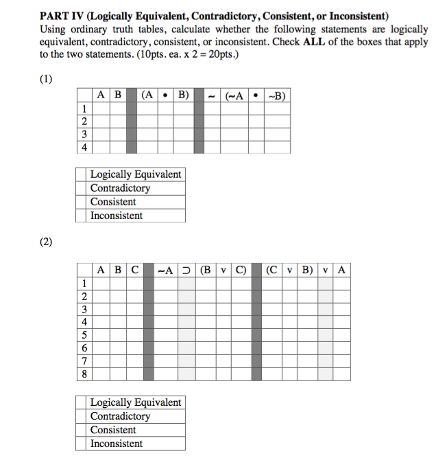 Solved Using ordinary truth tables, calculate whether the | Chegg.com