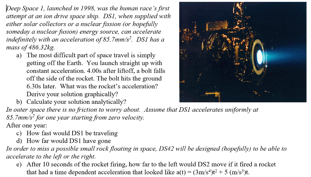 Solved Deep Space 1, launched in 1998, was the human race's | Chegg.com