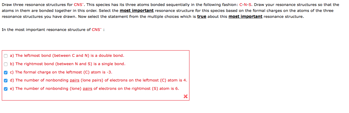 Solved Draw three resonance structures for CNS^-. This | Chegg.com