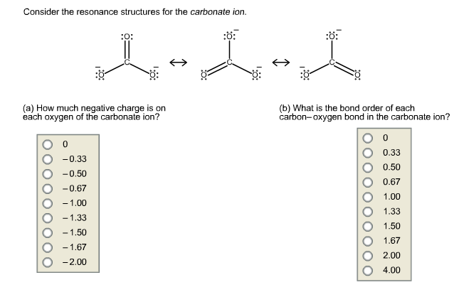Solved Consider the resonance structures for the carbonate | Chegg.com