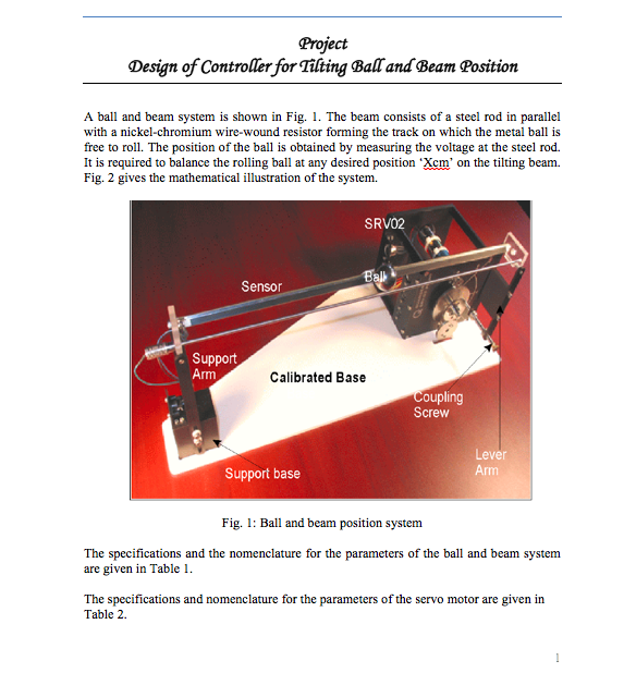 Project Design of Controller for Tilting Balland Beam | Chegg.com
