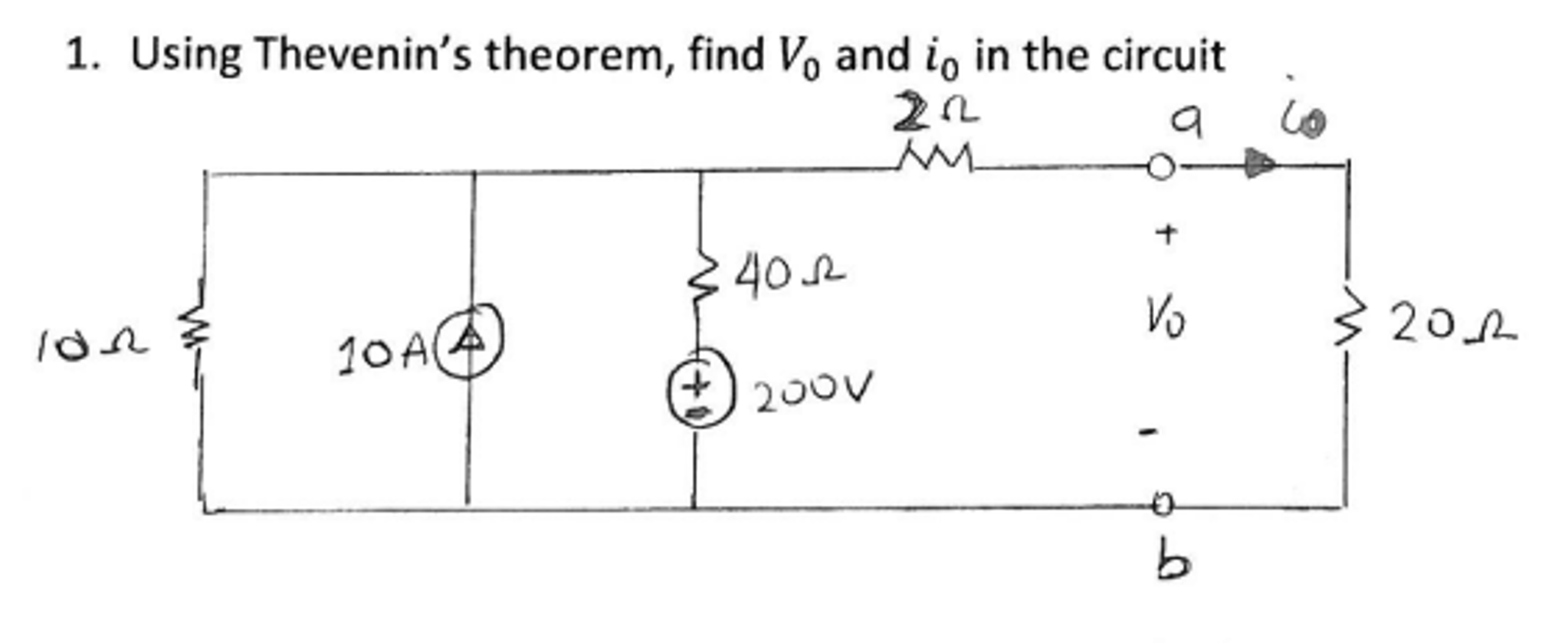 Solved 1. Using Thevenin's theorem, find Vo and io in the | Chegg.com