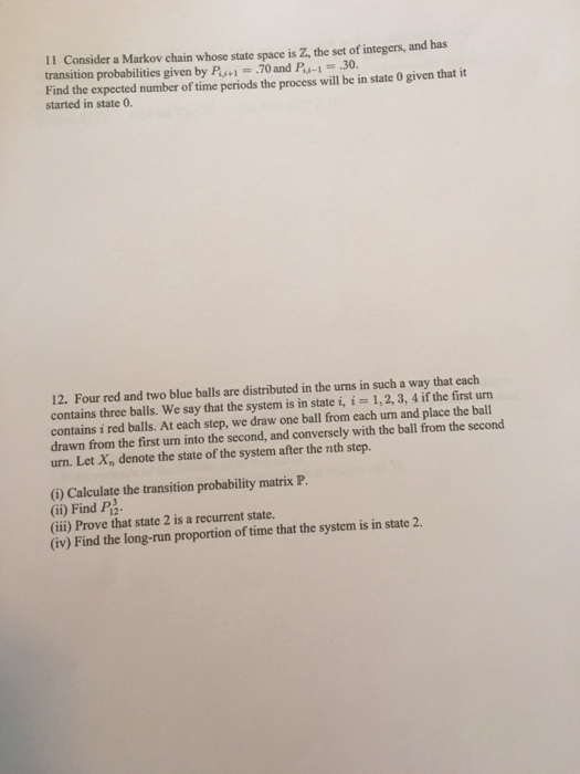 Solved Consider a Markov chain whose state space is Z, the | Chegg.com