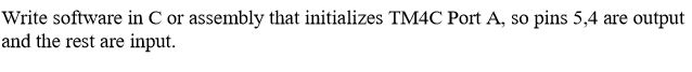 Solved Write software in C or assembly that initializes TM4C | Chegg.com