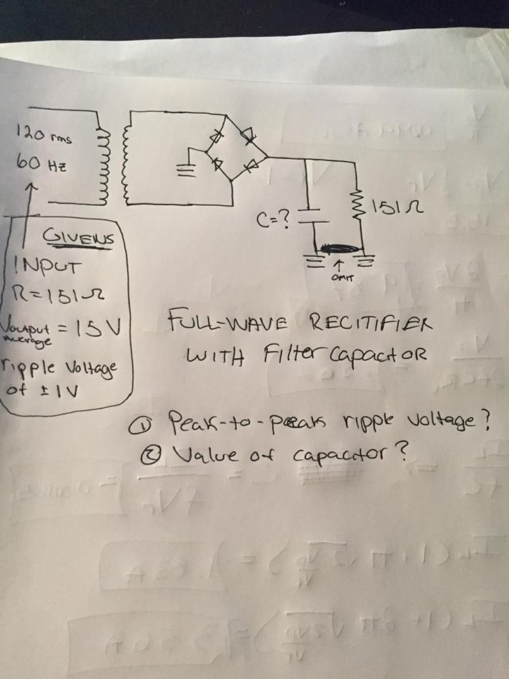 Solved Full-wave rectifier with filter capacitor Peak to | Chegg.com