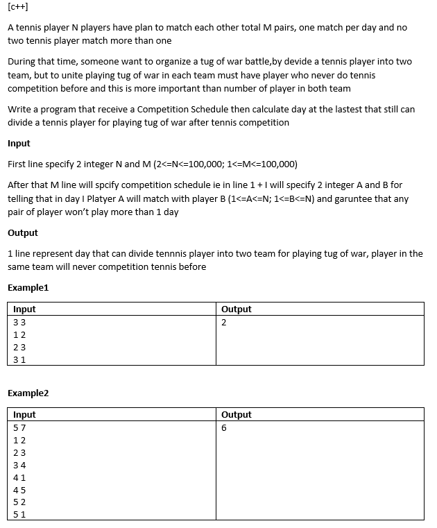 Solved A tennis player N players have plan to match each | Chegg.com