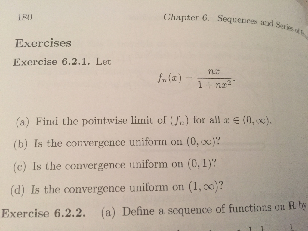 Let f_n(x) = nx/1 + nx^2. Find the pointwise limit | Chegg.com
