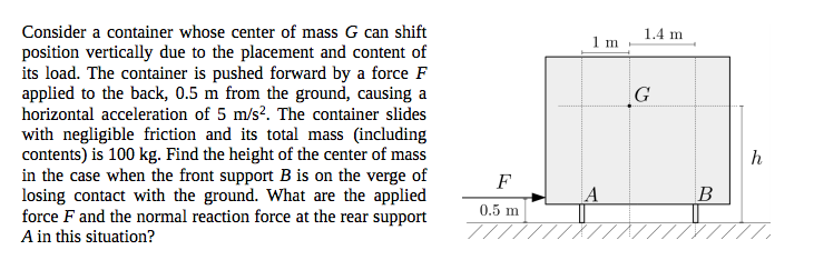 Solved Consider a container whose center of mass G can shift | Chegg.com