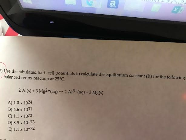 Solved Use the tabulated half-cell potentials to calculate | Chegg.com