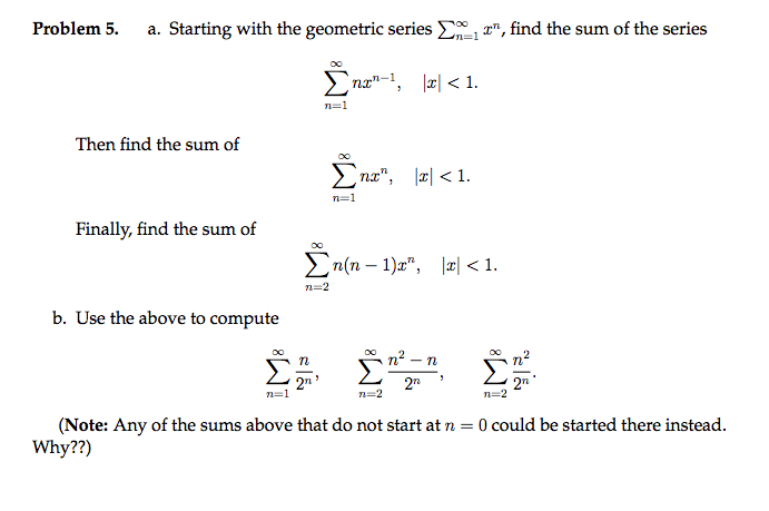 Solved Starting with the geometric series | Chegg.com