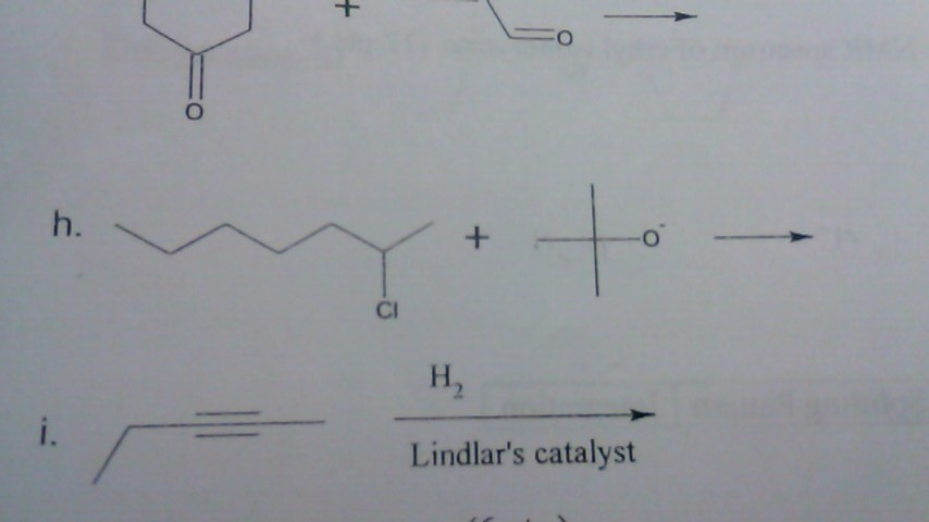 Solved Give products for H, and I H2 Lindlar's catalyst | Chegg.com