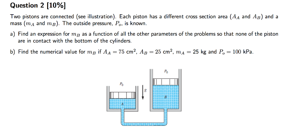 Solved Two pistons are connected (see illustration). Each | Chegg.com