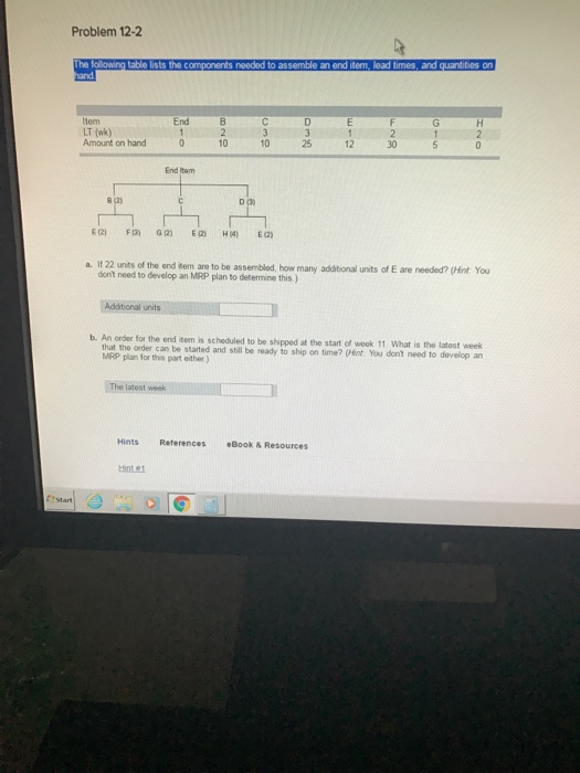 Solved: The Following Table Lists The Components Needed To... | Chegg.com