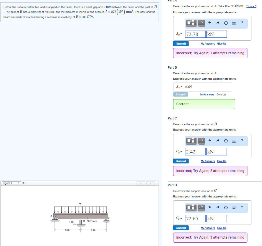 Solved Before the uniform distributed load is applied on the | Chegg.com