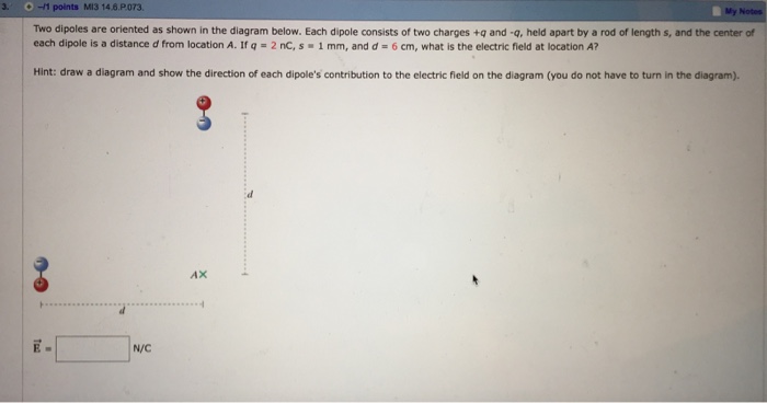 Solved Two dipoles are oriented as shown in the diagram | Chegg.com