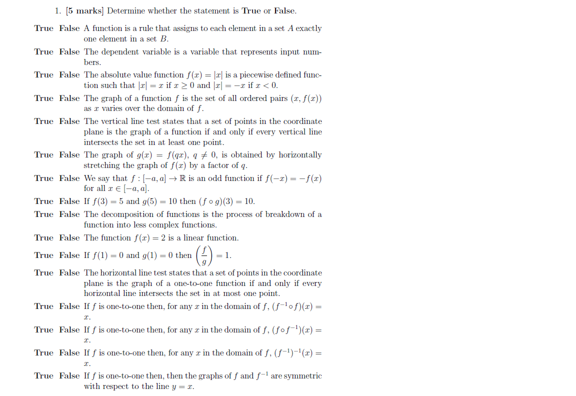 Solved Determine whether the statement is True or False. | Chegg.com