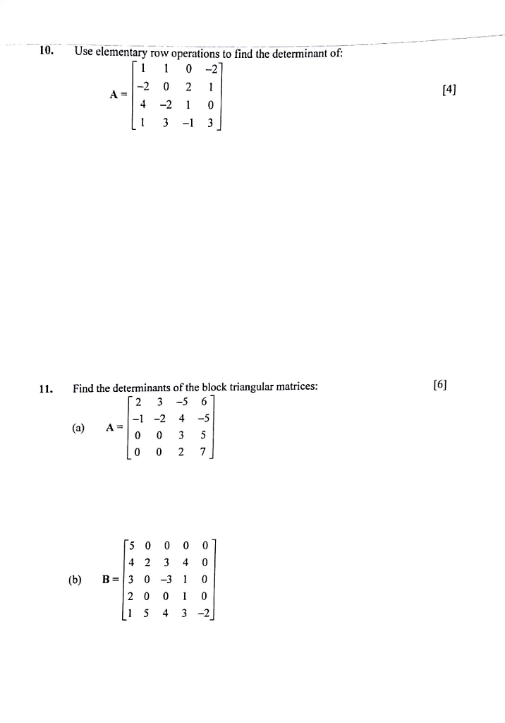 Solved Use elementary row operations to find the determinant | Chegg.com