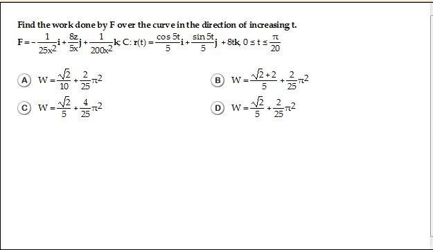 Solved Find the work done by F over the curve | Chegg.com