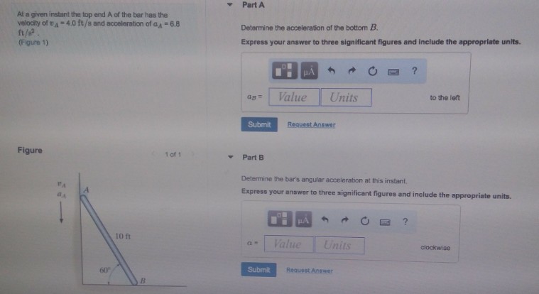 Solved PartA At a given instant the top end A of the bar has | Chegg.com
