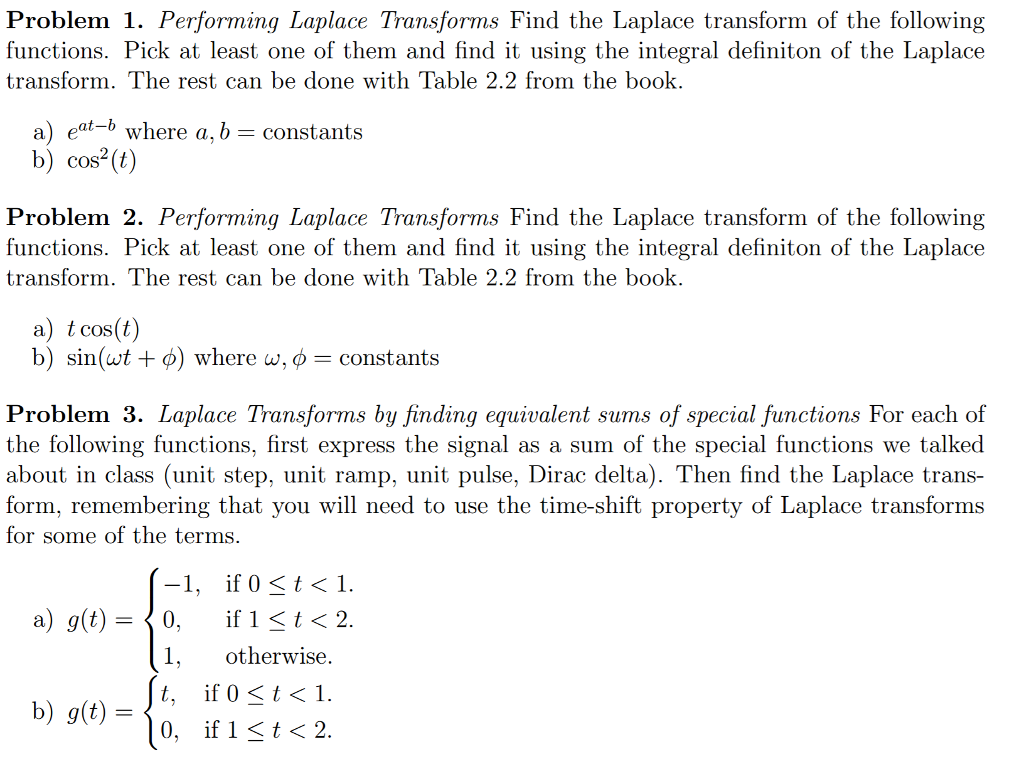 Solved Problem 1 Performing Laplace Transforms Find The