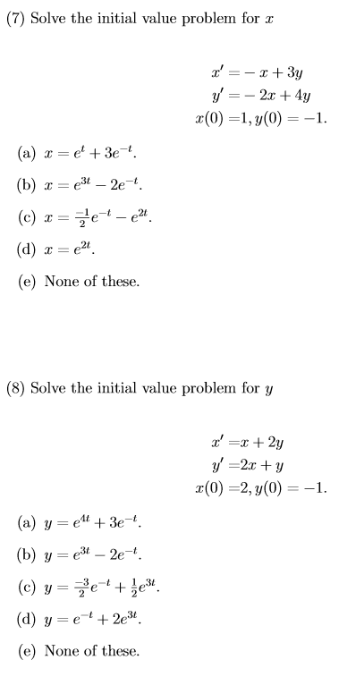 Solved Solve The Initial Value Problem For X Solve The