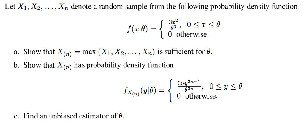Solved Let Xi, X2,... , Xn denote a random sample from the | Chegg.com