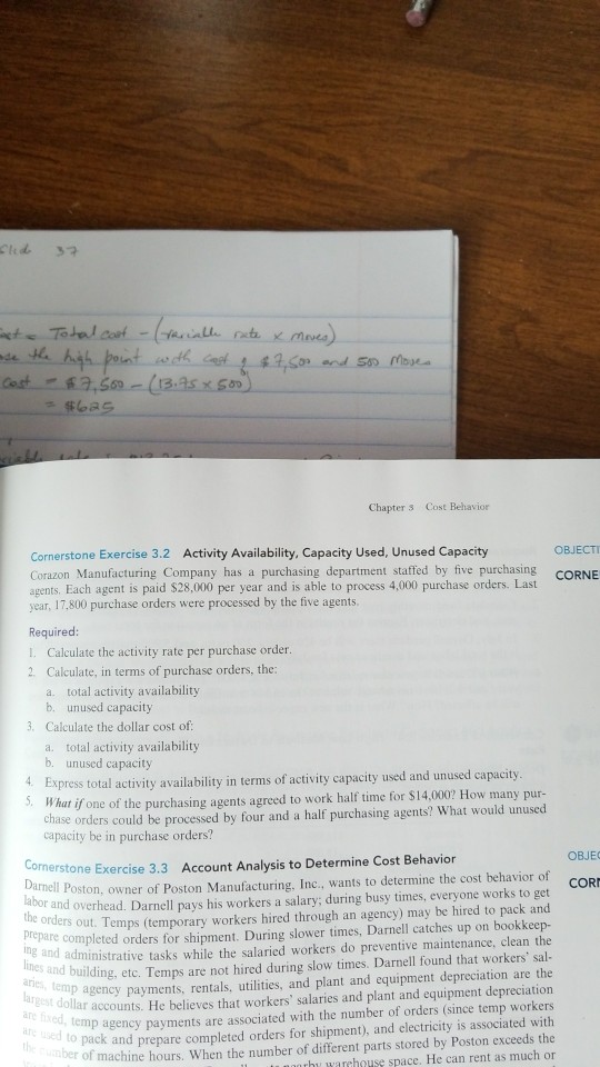 Solved Chapter 3 Cost Behavior Cornerstone Exercise 3.2 | Chegg.com