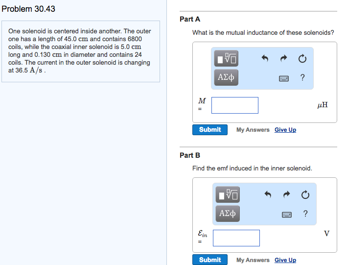 Solved One solenoid is centered inside another. The outer | Chegg.com