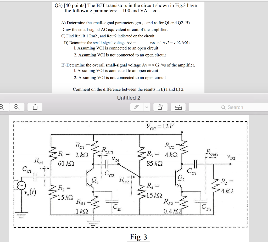 Solved The BJT transistors in the circuit shown in Fig.3 | Chegg.com